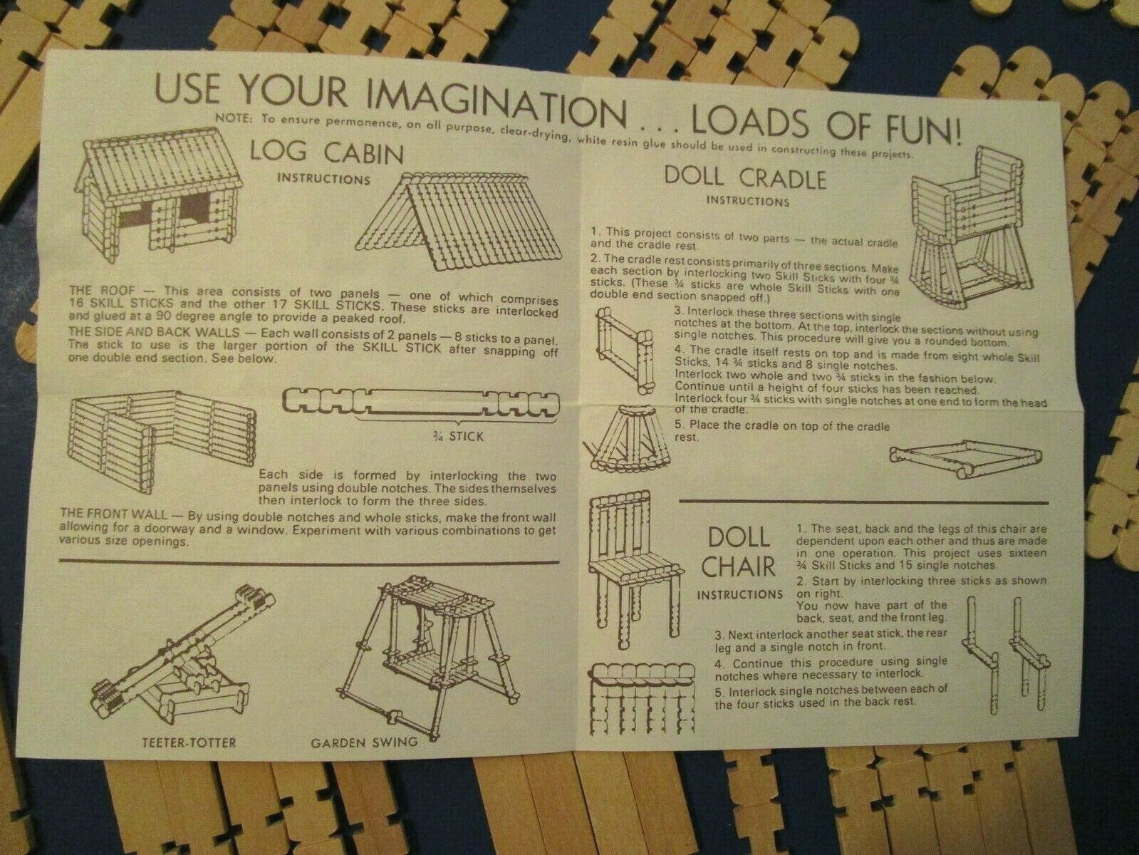 VINTAGE Building Toy SKILL STICKS + INSTR World of Wood FORSTER MFG ...