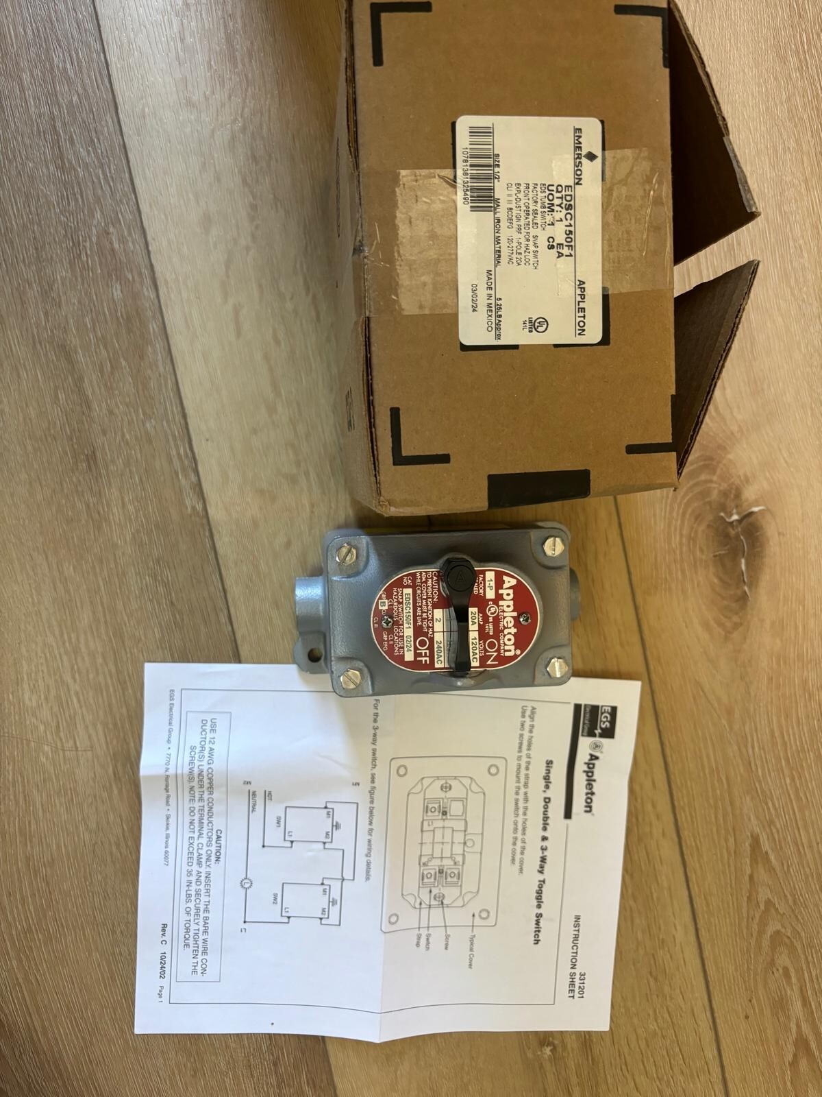 NEW APPLETON EDSC150F1-Way 2-Gang 20-Amp EXPLOSION PROOF SWITCH 20A 3/4 ...
