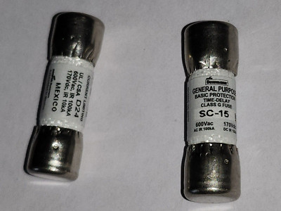 TWO Bussmann SC-15 time delay fuses 600V AC, 170V DC | eBay