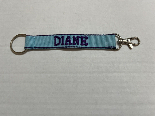 Diane Embroidered Name Strap Key Rings Keychains with Clasp blue and ...