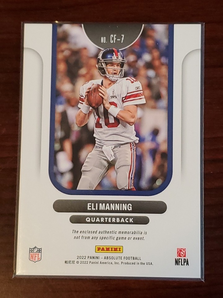 Absolute Football Championship Fabric Eli Manning Patch CF-7 | eBay