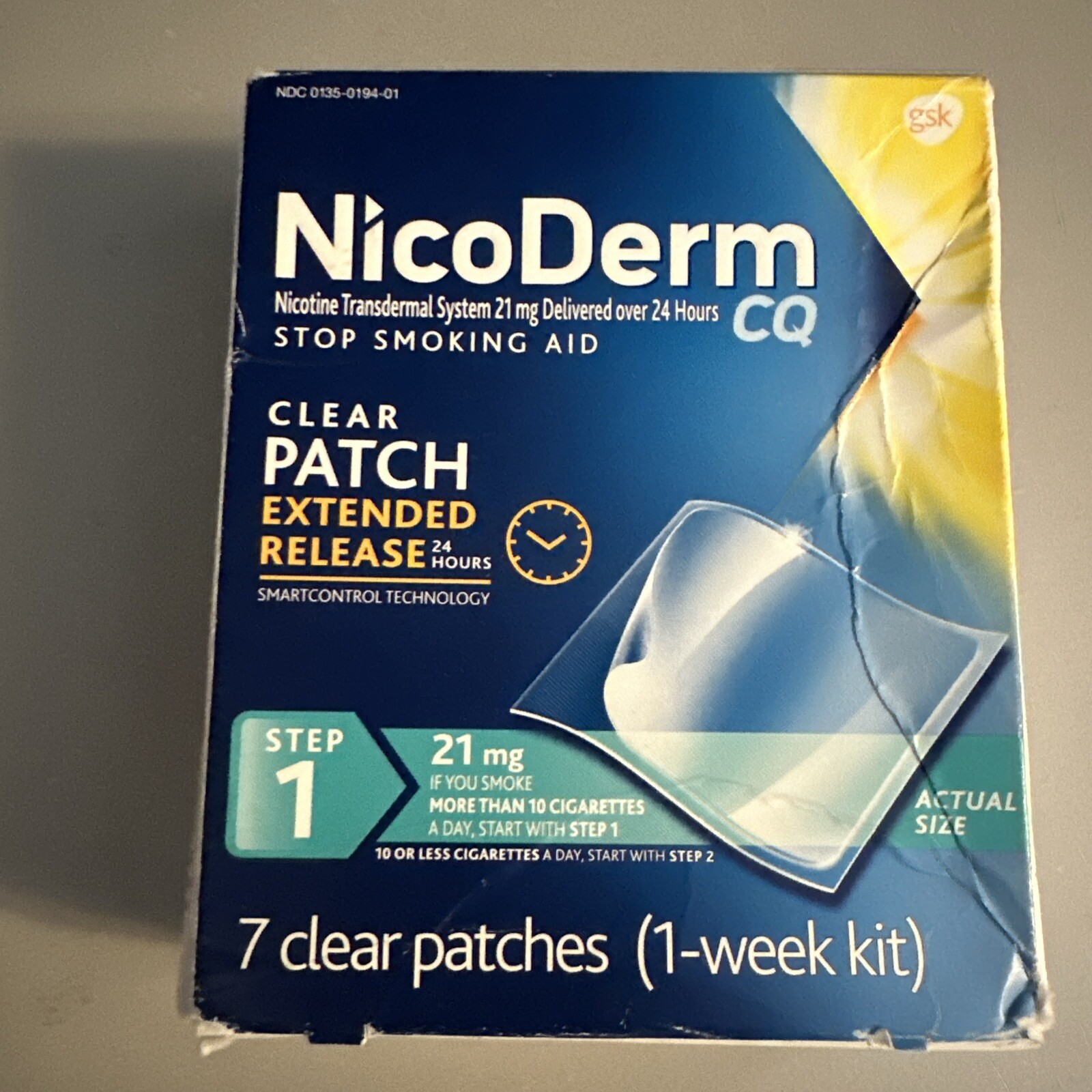 NicoDerm CQ 7-Piece Step 1 Clear Nicotine Patch 307661420506 | eBay