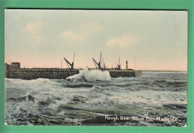 🌞 ROUGH SEAS, STONE PIER, MARGATE, KENT - POSTMARK 1909 | eBay UK