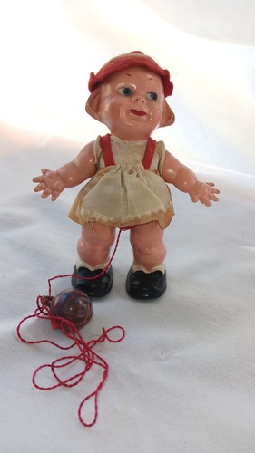 Vintage Hard Plastic Pull Toy Walking Doll 6.5" Tall Germany | eBay