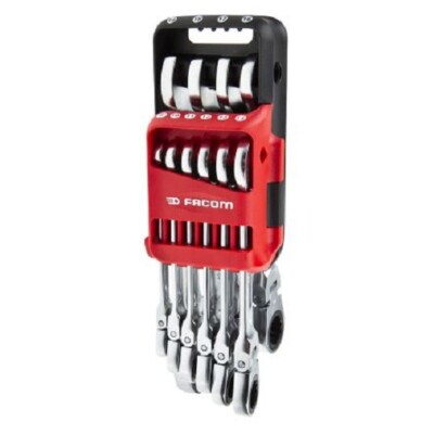 Facom COMBINATION RATCHET SPANNER SET 10Pcs 8-19mm Metric, Chrome ...
