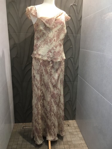 DESIGNER 100% SILK SUIT UK 12, COCKTAIL/EVENING WEAR FRILLY FRIPPY ...