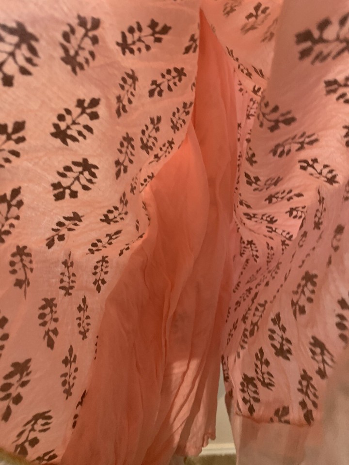 Biba Girls Cape gown Dress sz 6-7 yrs light pink block print beads ...