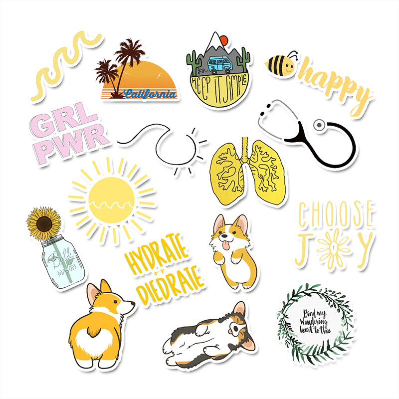 50pcs Sun INS Style Beach VSCO Cute Vinyl Decal Stickers Laptop ...