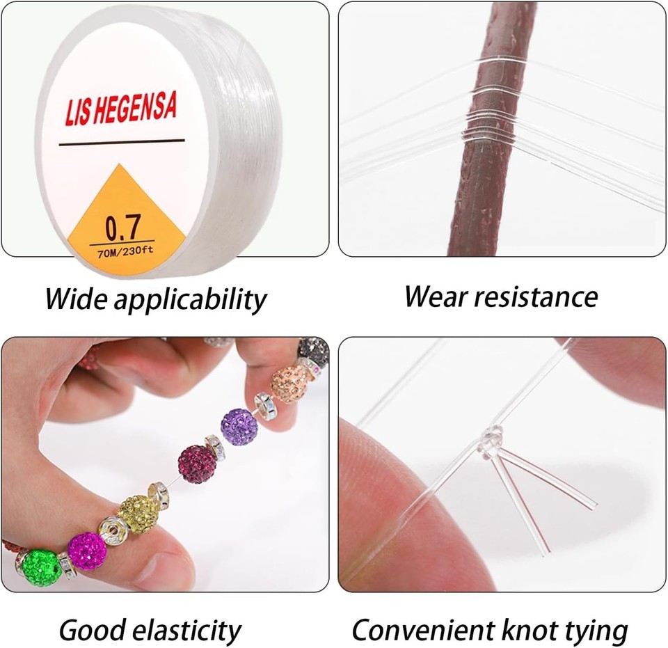 Elastic Bracelet String Cord Stretch Bead Cord for Transparent 230ft ...