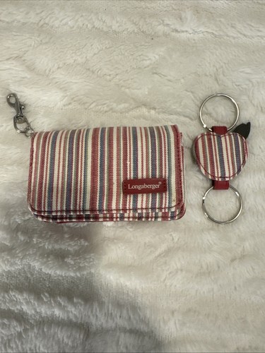 Red Longaberger Wallet with Red, White, Blue, and Green Stripe with Key ...