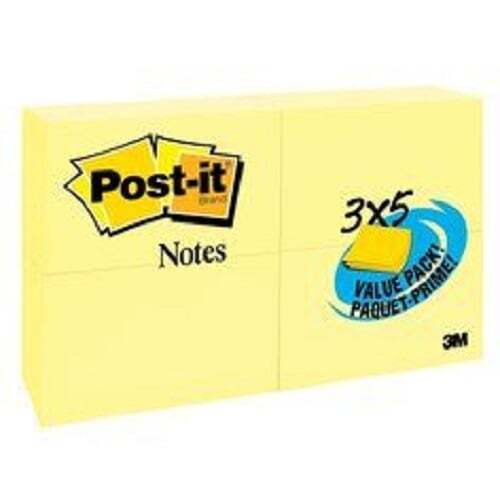 Post-it Notes 655-24VAD-B 3 in x 5 in (76 mm x 127 mm) Canary Yellow ...