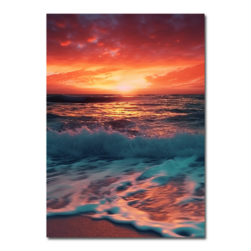 Beach Shore Sunset Realistic Art Photo Poster A4 Print Wall Art | eBay