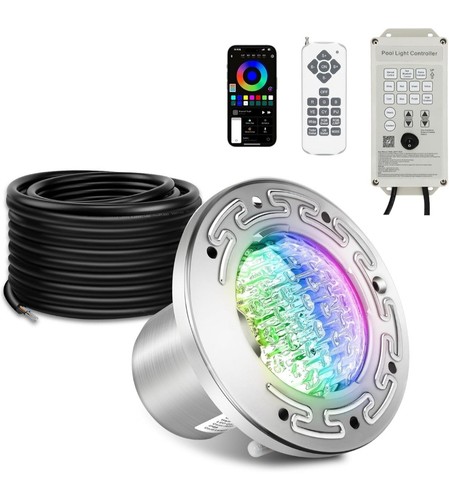 6" RGBW LED Light for Inground Pool Spa, 120V, 50Ft Cord, Remote, Color ...