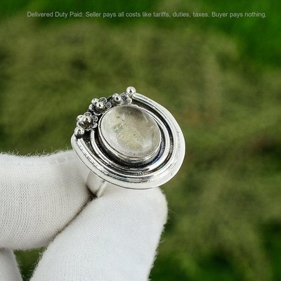 Christmas Sale 925 Silver Crystal Quartz Gemstone Stackable Ethnic Ring ...