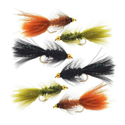 6/10Pcs Wooly Bugger Fly Fishing Flies for Trout Bass Salmon Streamer ...