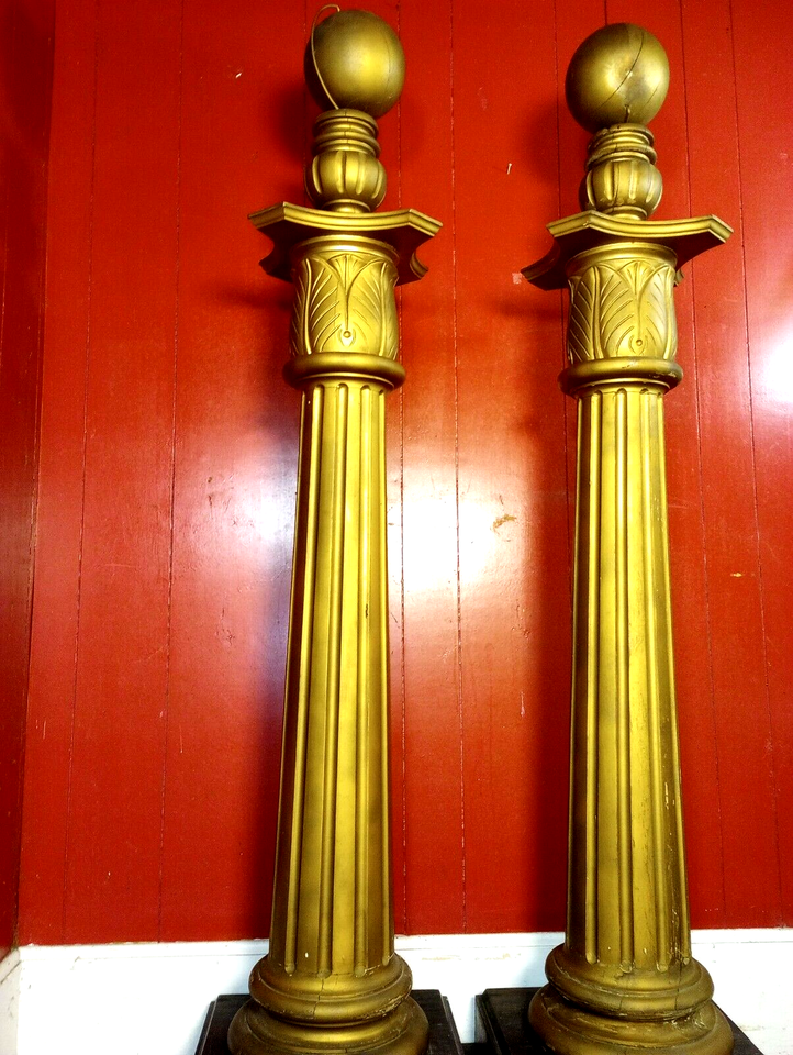 Antique Masonic Pillars Columns Wooden Grand Lodge F&AM Chatham ...