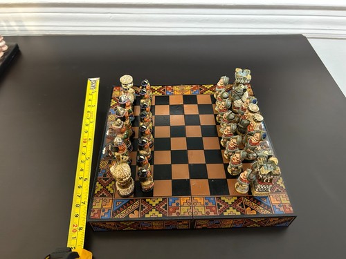 Miniature folding chess set Inca Aztec Mayan vs. Spanish Conquistadors ...