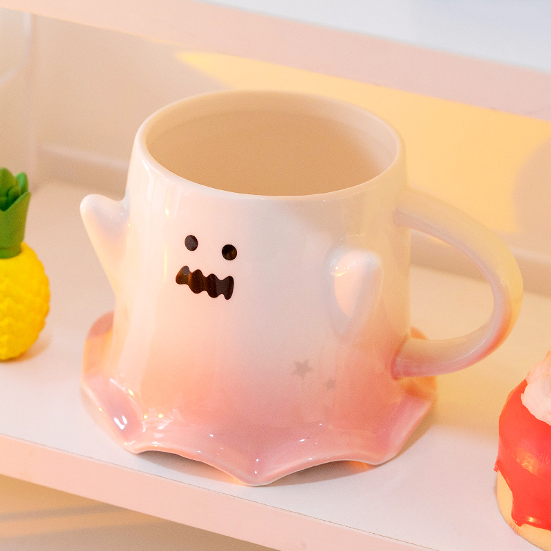 Cute little ghost ceramic Mug pink Halloween creative birthday gift ...