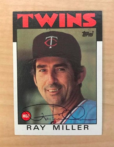 RAY MILLER MINNESOTA TWINS SIGNED AUTOGRAPHED 1986 TOPPS CARD #381 W ...