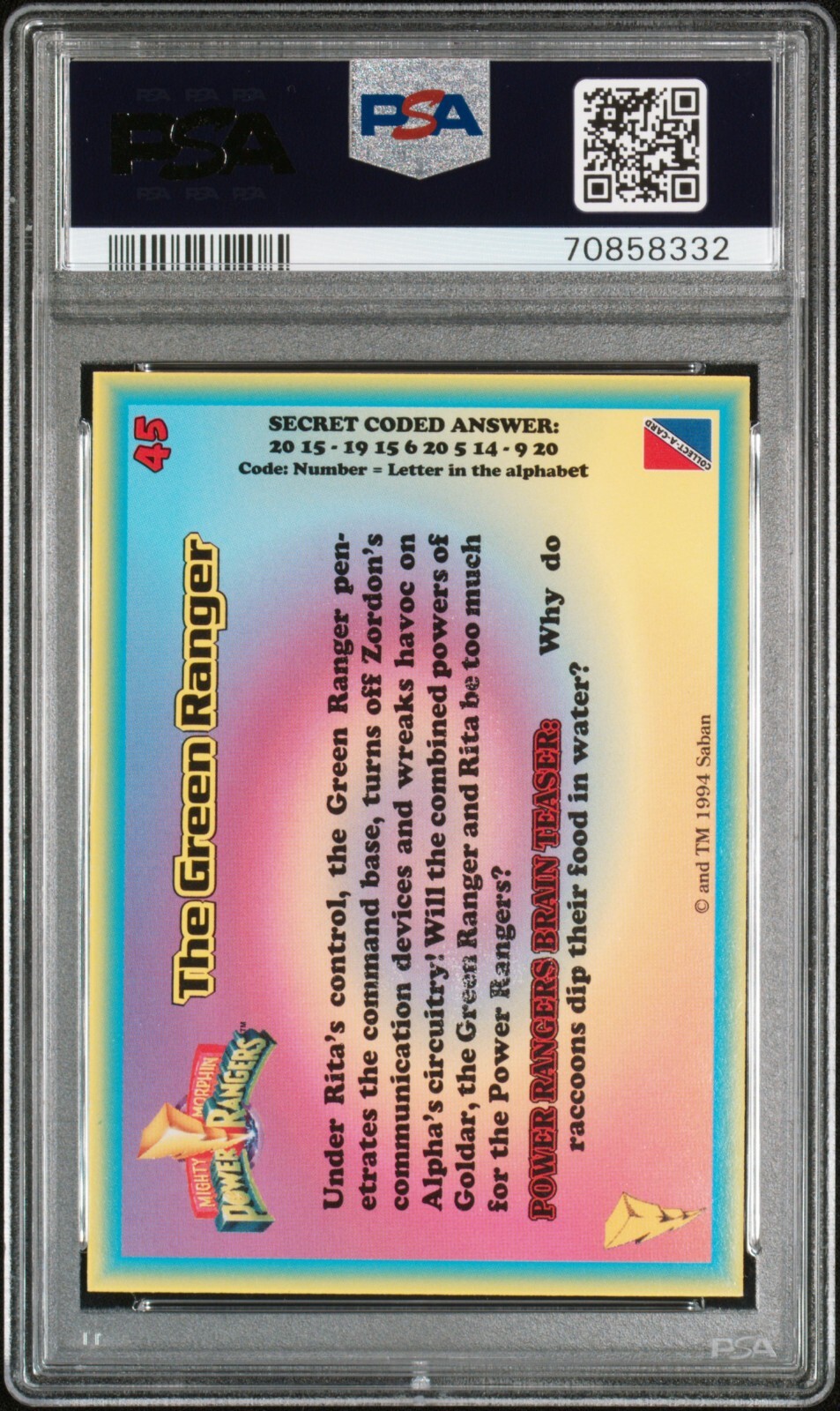 1994 Power Rangers Series 1 Walmart #45 Green Ranger PSA 7 | eBay