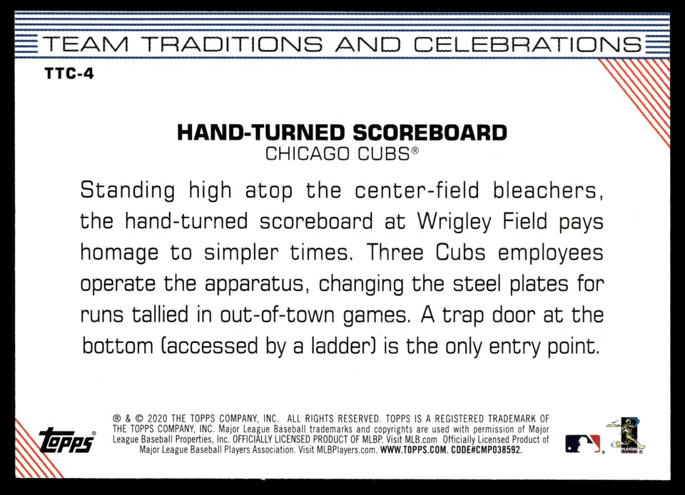 2020 Topps Opening Day #TTC-4 Hand Scoreboard Team Traditions and ...