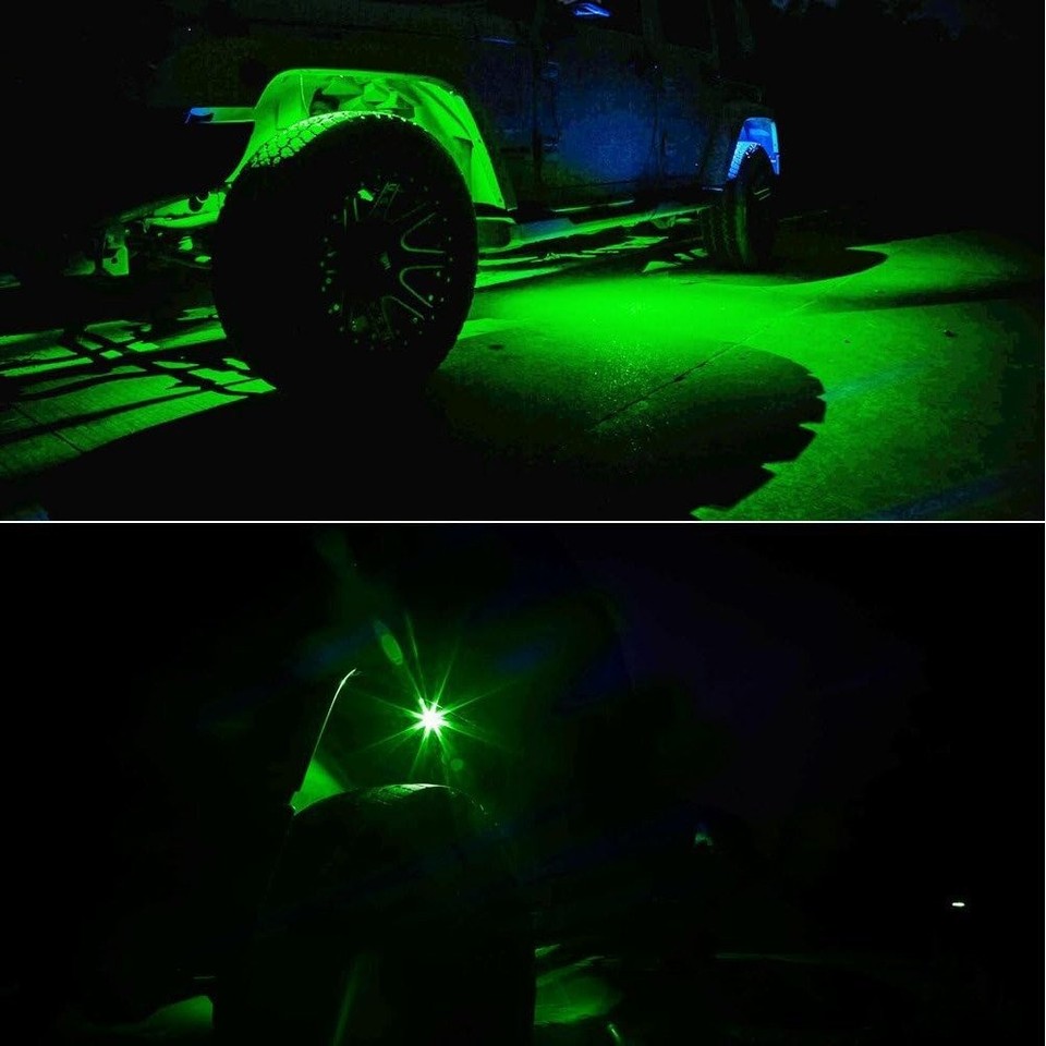 4PCS LED Rock Light Underglow Lamp Waterproof Green For SUV Cars Jeep ...