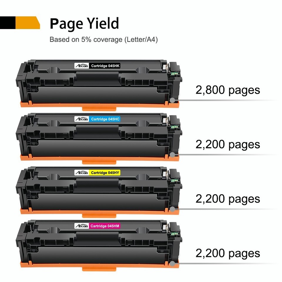 4Pack for Canon 045 H Toner 1246C001 045H imageClass MF632Cdw MF634Cdw ...