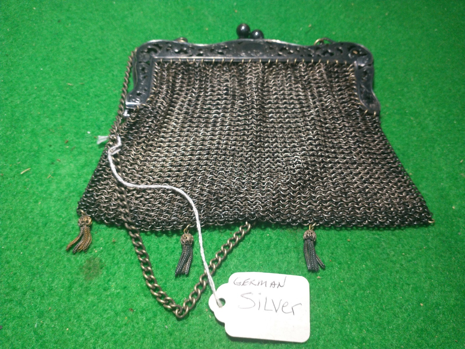 Vintage Antique German Silver Art Nouveau Mesh Bag Pu… - Gem