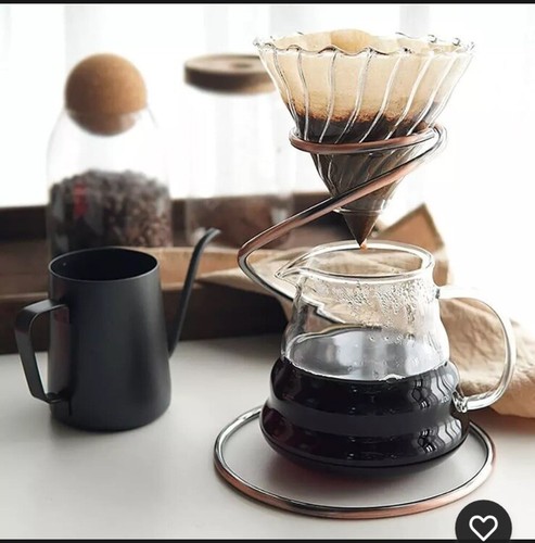 Pour Over Coffee Maker Set Glass Coffee Dripper, Metal Dripper Stand ...