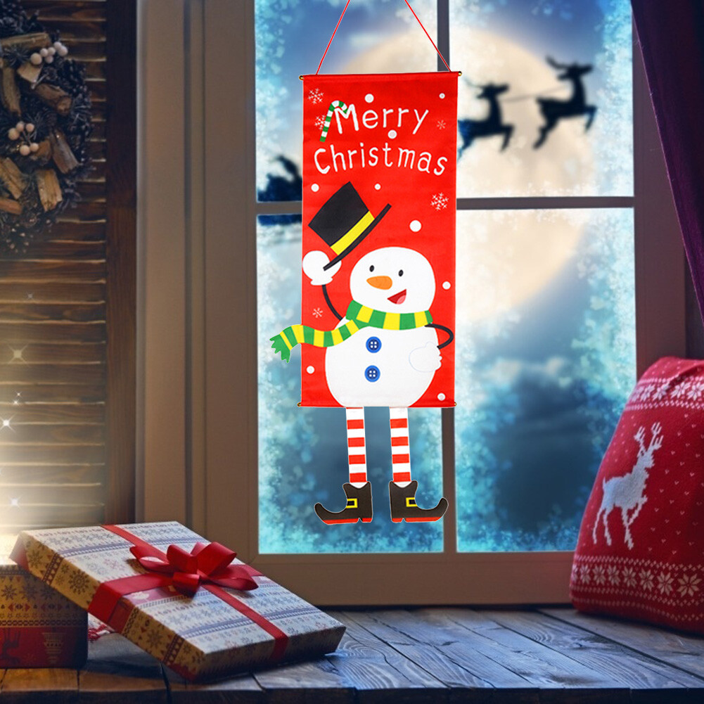 Festive Merry Christmas Hanging Porch Sign Shopping Mall Santa Banner ...
