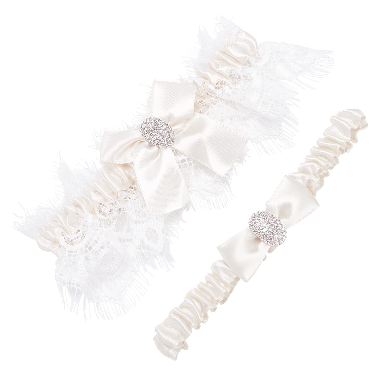 2Pcs Lace Wedding Garters Bridal Garter Set Strech Satin Band Elastic ...