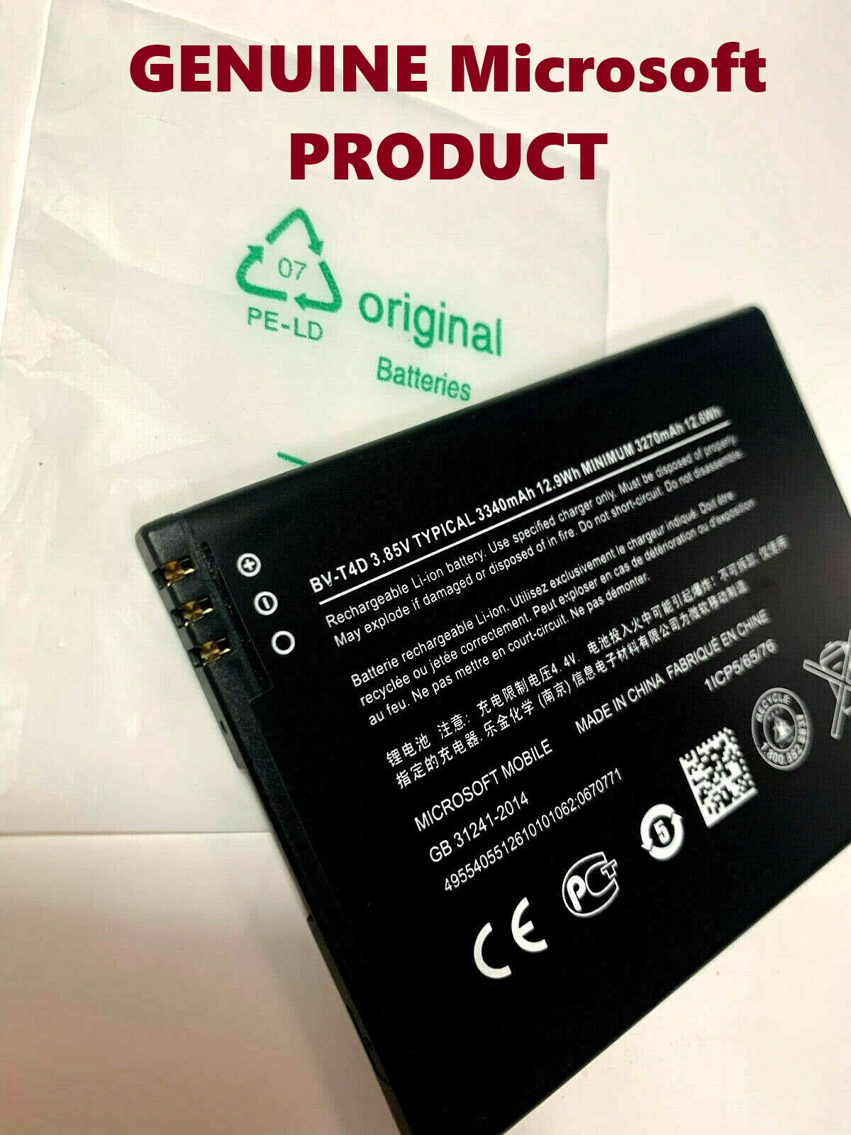 ORIGINAL MICROSOFT NOKIA BV-T4D LUMIA 950XL 940XL RM-1118 BATTERY BVT4D ...