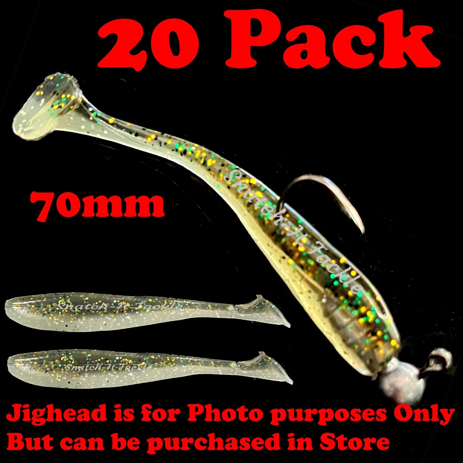 20 Soft Plastic Fishing Lures 70mm Paddle TAIL FLATHEAD Bream Bass Cod ...