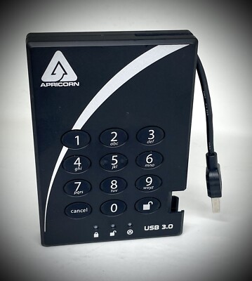Apricorn Aegis Padlock USB 3.0 256 AES Encryption 1TB Hard Drive A25 ...
