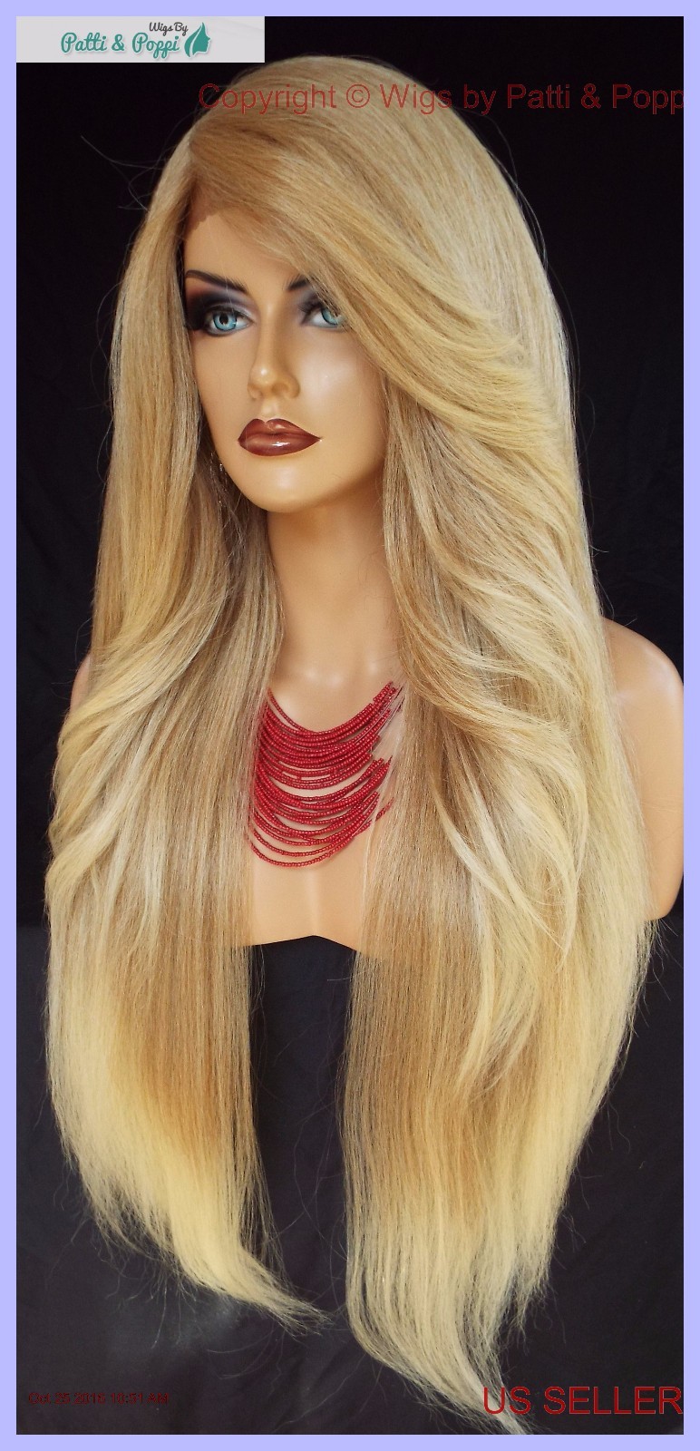 25" LONG LACE FRONT DEEP CPART HIGH HEAT SAFE WIG COLOR T27.613 SEXY ...