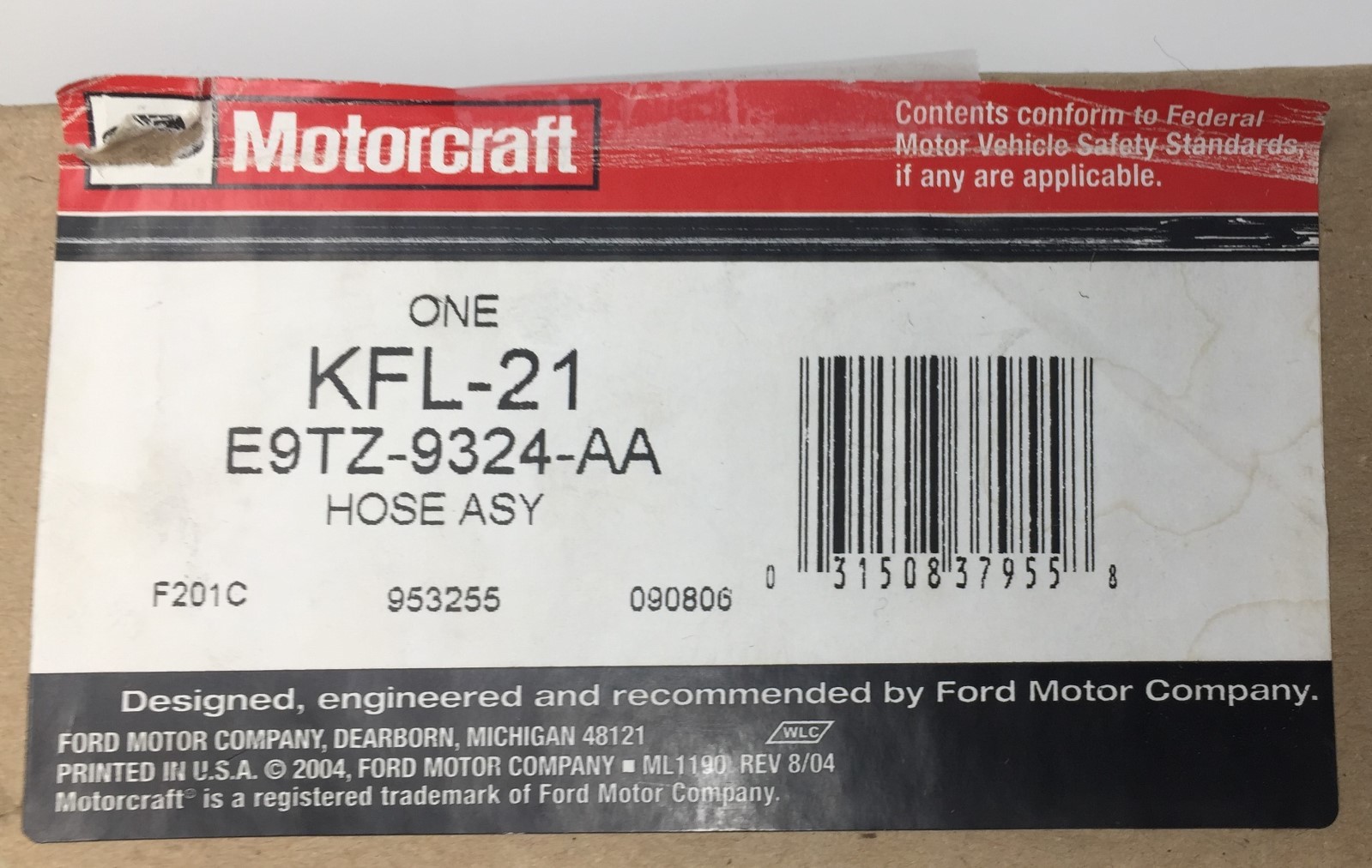 Ford Motorcraft KFL-21 E9TZ-9324-AA 1/4" SAE 30R2 Type 3 Hose Asy | eBay