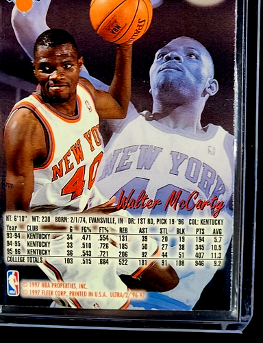 1996 1996-97 Fleer Ultra #222 Walter McCarty RC Rookie New York Knicks ...