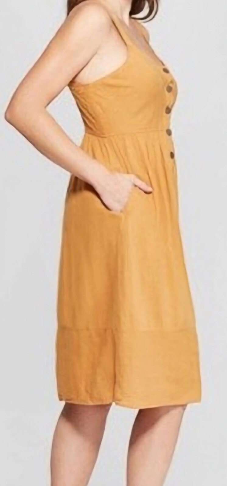 ** Universal Thread sz S ~ Honey Mustard Linen Blend Button Front Dress ...