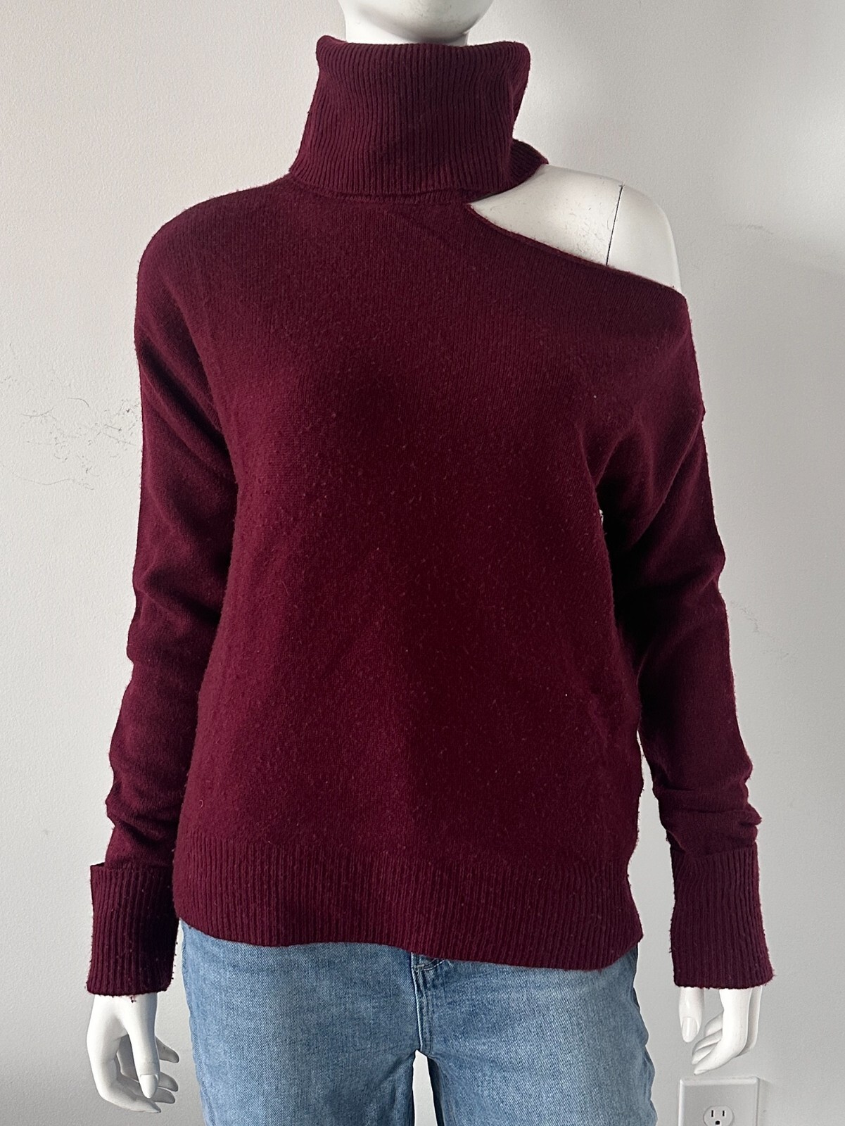 Paige Raundi Cutout Turtleneck Sweater Fig Red Size Small Wool | eBay