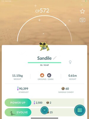 Pokémon Shiny Sandile 80kStardust - P T C - Read Description - SALE | eBay