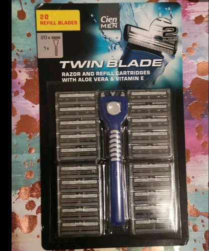 CIEN MEN TWIN BLADE SHAVING SYSTEM RAZOR REFILL "20" CARTRIDGES WITH ...
