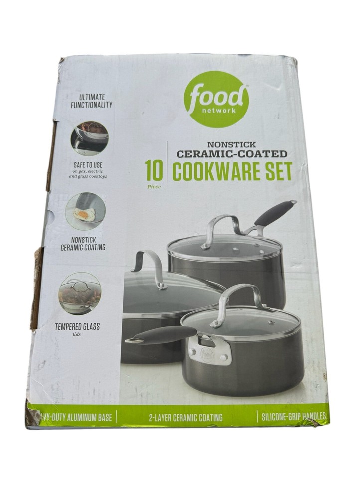 Food Network 10-pc Nonstick Ceramic Cookware Set Graphite | eBay