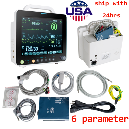 12'' Patient Monitor Vital Signs Cardiac System 6 Parameters Medical ...