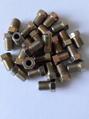 M10 x 1mm Male Brake Nuts DIN flare Metric 3/16 Brake pipe short full ...