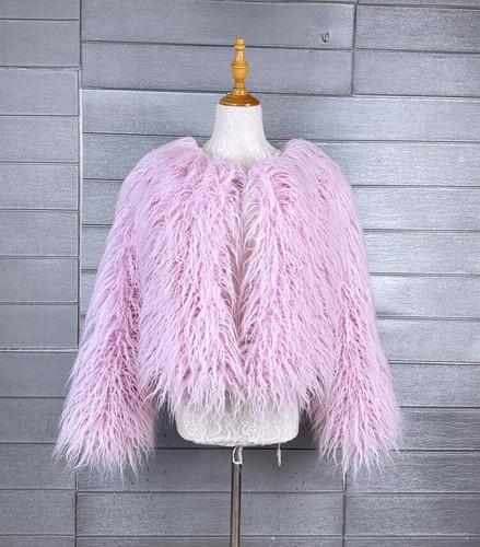 New Pink Wool Fur Winter Coat Women's Long Sleeve Short Fashion Jacket ...