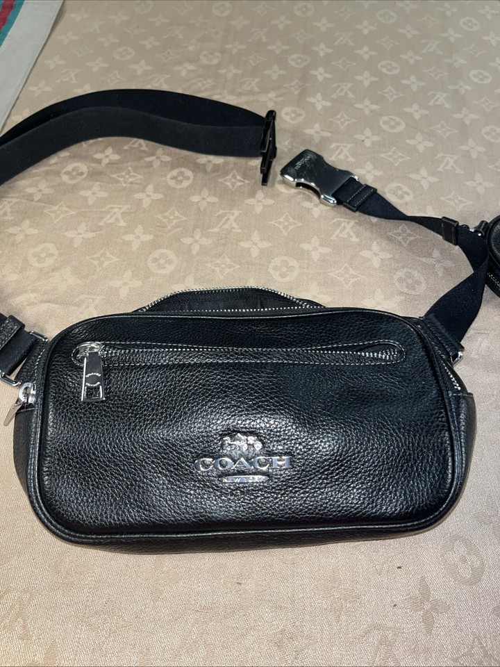 Coach Mini Crossbody Belt Bag Black Pebbled Leather | eBay