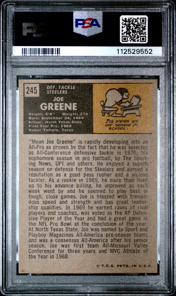 1971 TOPPS #245 JOE GREENE ROOKIE RC PSA 6 | eBay