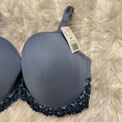 Wacoal 36G Bra Blue Embrace Lace T Shirt Underwire Back Close 853191 NEW $68 | eBay