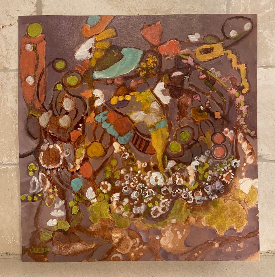 MY HAPPY DANCE an Original Abstract FLORAL Painting Artist Judie Mulkey ...