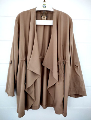 Torrid Plus Size 4 Cammel Tan Twill Open Drape Front Utility Jacket ...